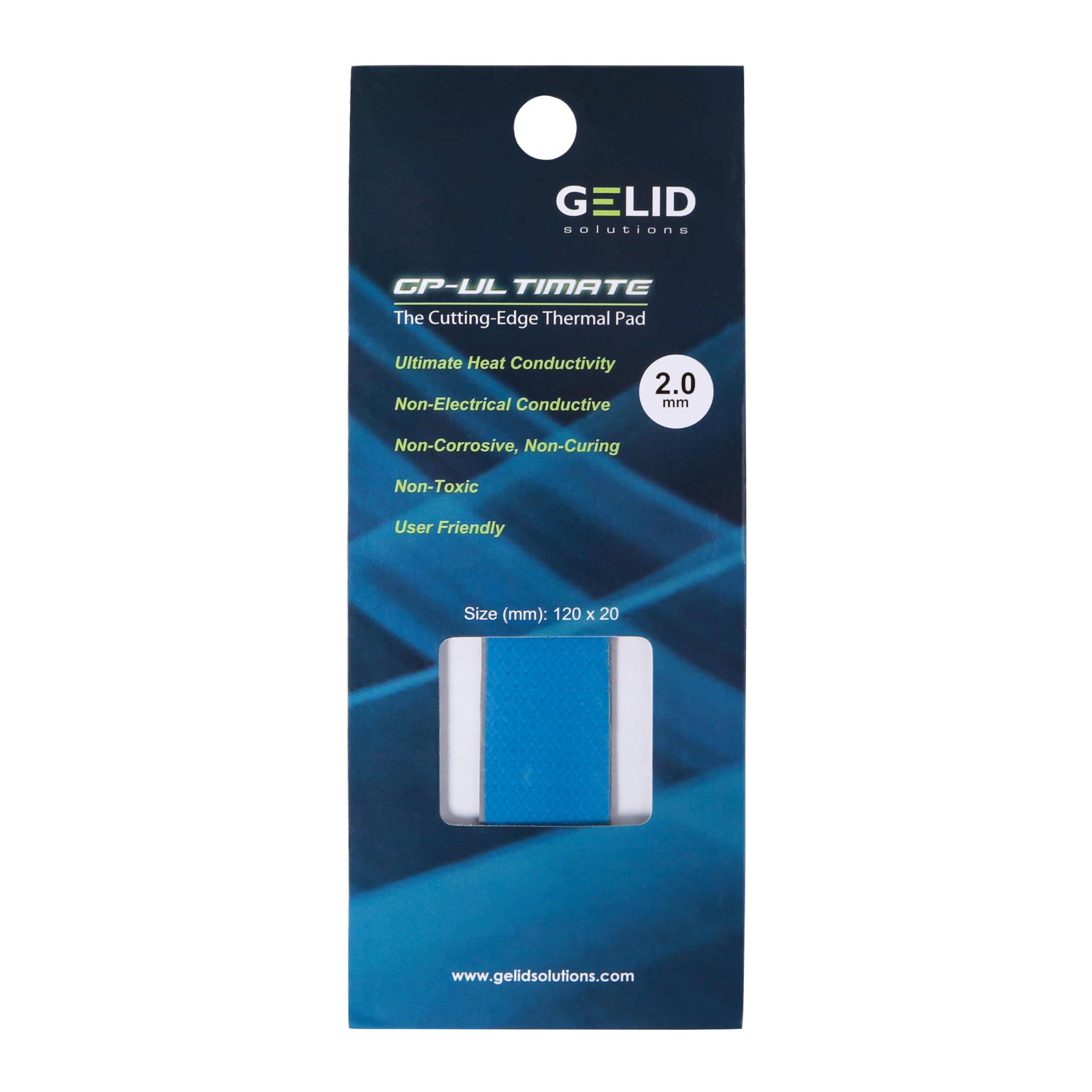 Gelid Solutions GP-Ultimate 15W- Thermal Pad 120x20x2.0mm. Excellent Heat Conduction, Ideal Gap Filler. Easy Installation.