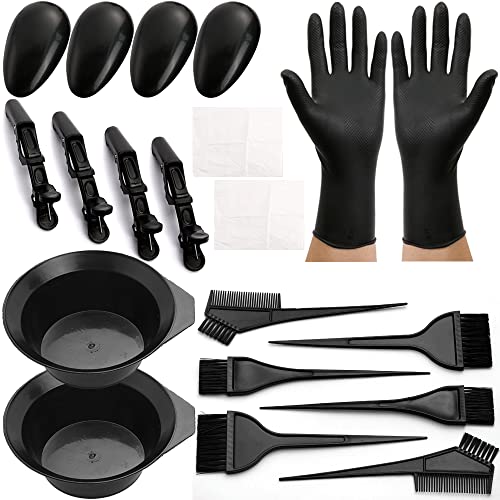 Borogo Hair Dye Coloring DIY Beauty Salon Tool Kit 20Pieces Hair Tinting Bowl, Dye Brush, Ear Cover, Gloves for DIY Salon Hair Dye Tools Hair Coloring Bleaching Hair Dryers Hair Dye Tools