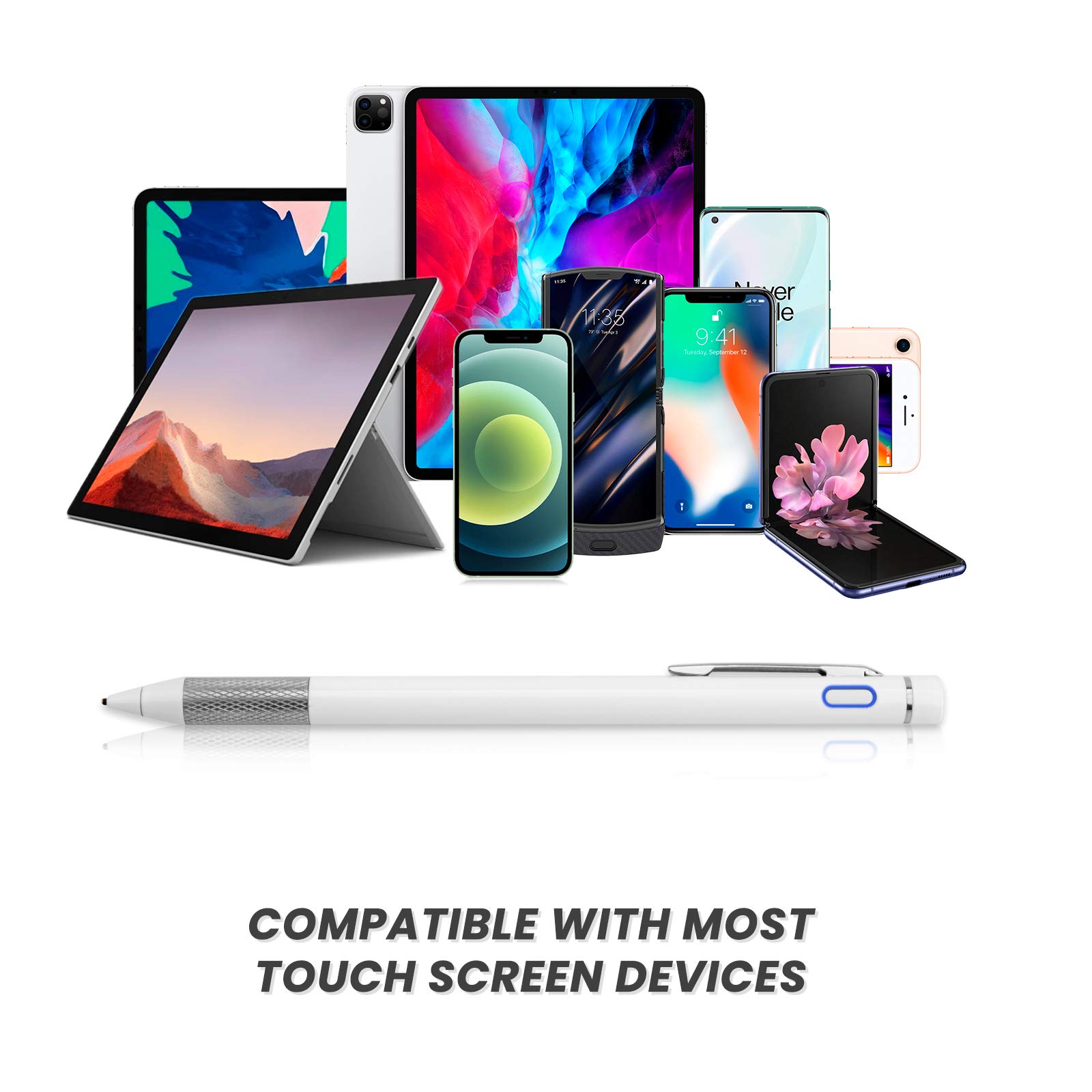 Pencil for Samsung Galaxy Tab A7 A8 A9 Stylus, Rsepvwy Active Digital Stylus with 1.5mm Ultra Fine Tip Stylus Pen for Samsung Galaxy Tab A7 A8 A9,White