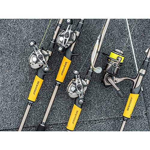 Abu Garcia 7β Jordan Lee Fishing Rod and Reel Baitcast Combo, 5 +1 Ball Bearings with Lightweight Graphite Frame & Sideplates, Durable Construction,Yellow/Grey