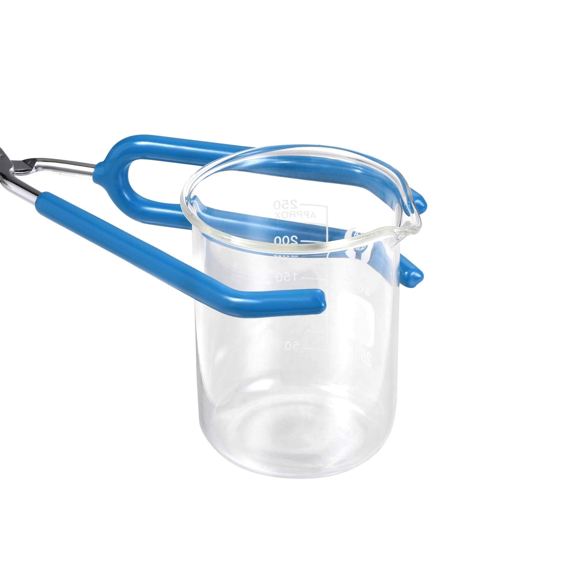 uxcell Lab Beaker Tongs 3 Prongs Stainless Steel 11.81-inch Opens Up to 180mm Width Blue