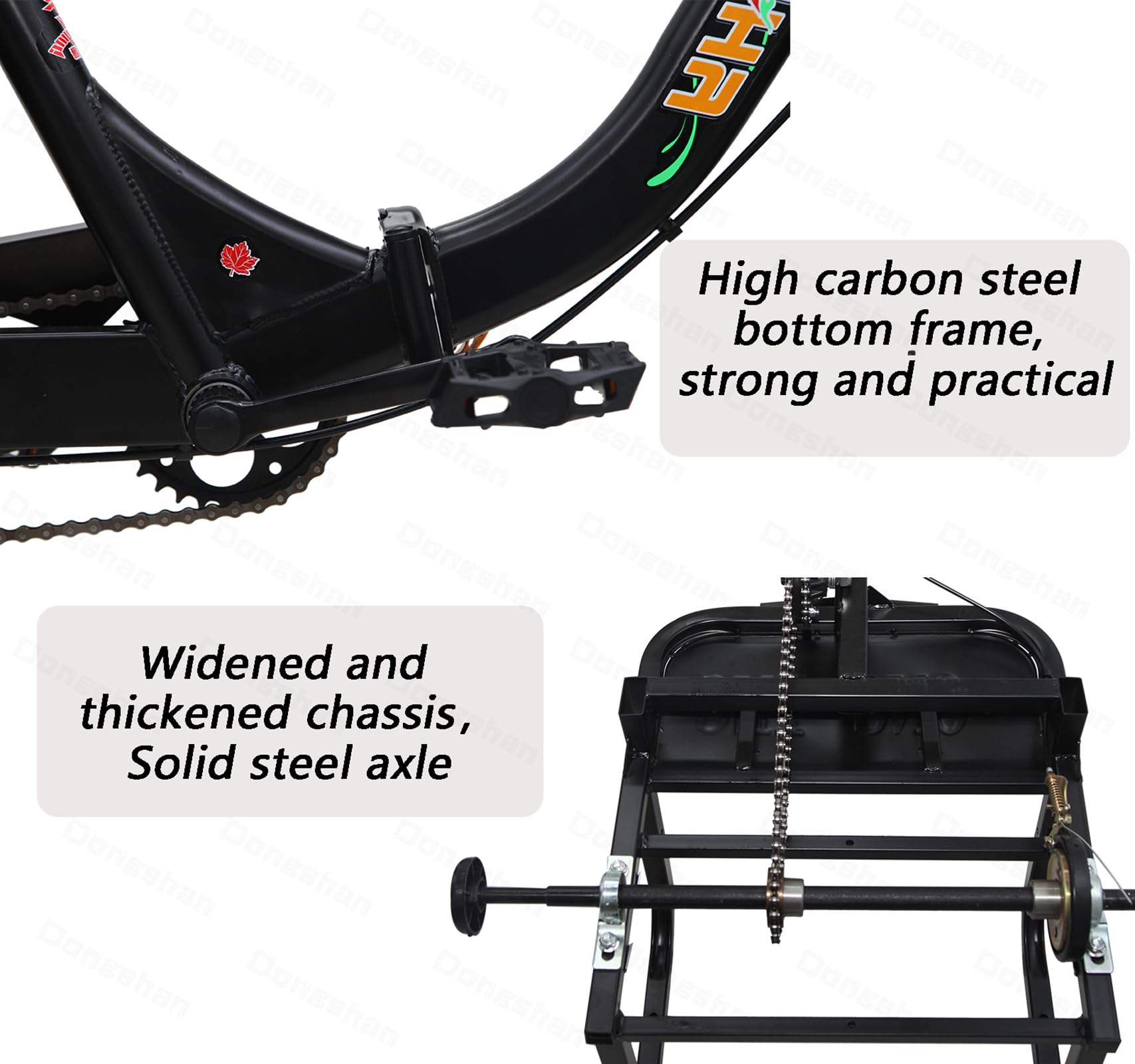 Adult Tricycle Folding Bicycle Comfortable seat 3 Wheel Bicycle Rear Enlarged Vegetable Basket Double Chain 20inch Shock Absorber Front Fork for Parents and Children Maximum Load 440lbs (Black)