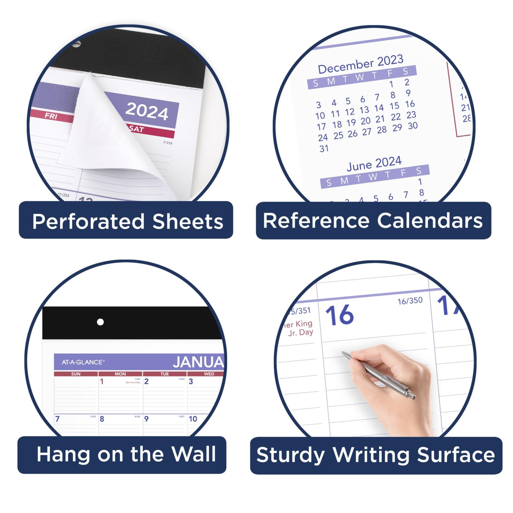 2024 AT-A-GLANCEĀ® Repositionable Horizontal Wall Calendar With Adhesive Backing, 15" x 12", January To December 2024, PM15RP28
