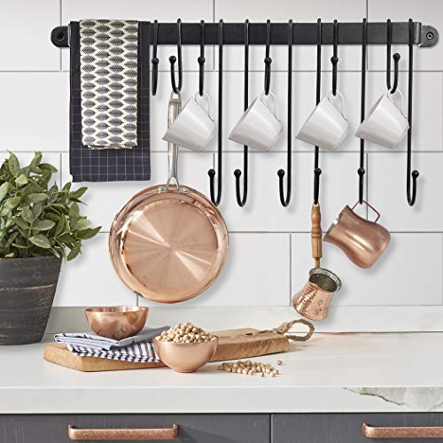 N/C Wall Mounted Coffee Mug Holder|Coffee Cup Rack with 12 Detachable Hanging Hooks for Kitchen Organizer and Storage, Mug and Cup Display Hanger