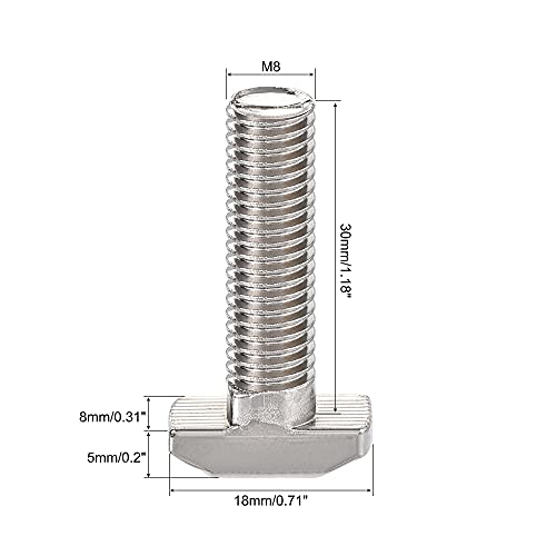 uxcell M8x30mm T-Slot Drop-in Stud Sliding Bolt Screw Carbon Steel for 40 Series Aluminum Profile 20pcs