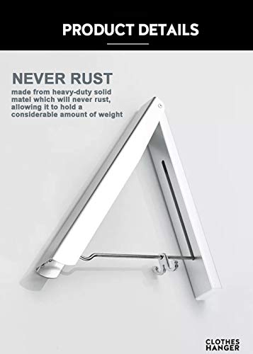MISSMIN 2 Pack Retractable Clothes Rack - Wall Mounted Folding Clothes Hanger Drying Rack for Laundry Room Closet Storage Organization, (Silver)