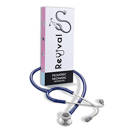 Revival Pediatric Neonatal Stainless-Steel Dual Head Stethoscope for Infant Care, Pediatricians, Neonatologist, Nurses and Medical Students with tunable Diaphragm, Latex Free tubing (Blue)