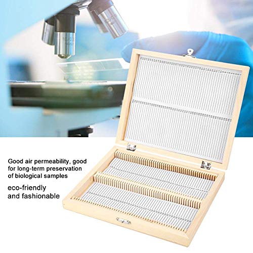 Wooden Box with Lock Storage Glass Slide Storage for Lab Glass Prepared Microscope Slides Storing Tool 22.8x18.8x3.5cm / 9x7.4x1.4in for Educational Use