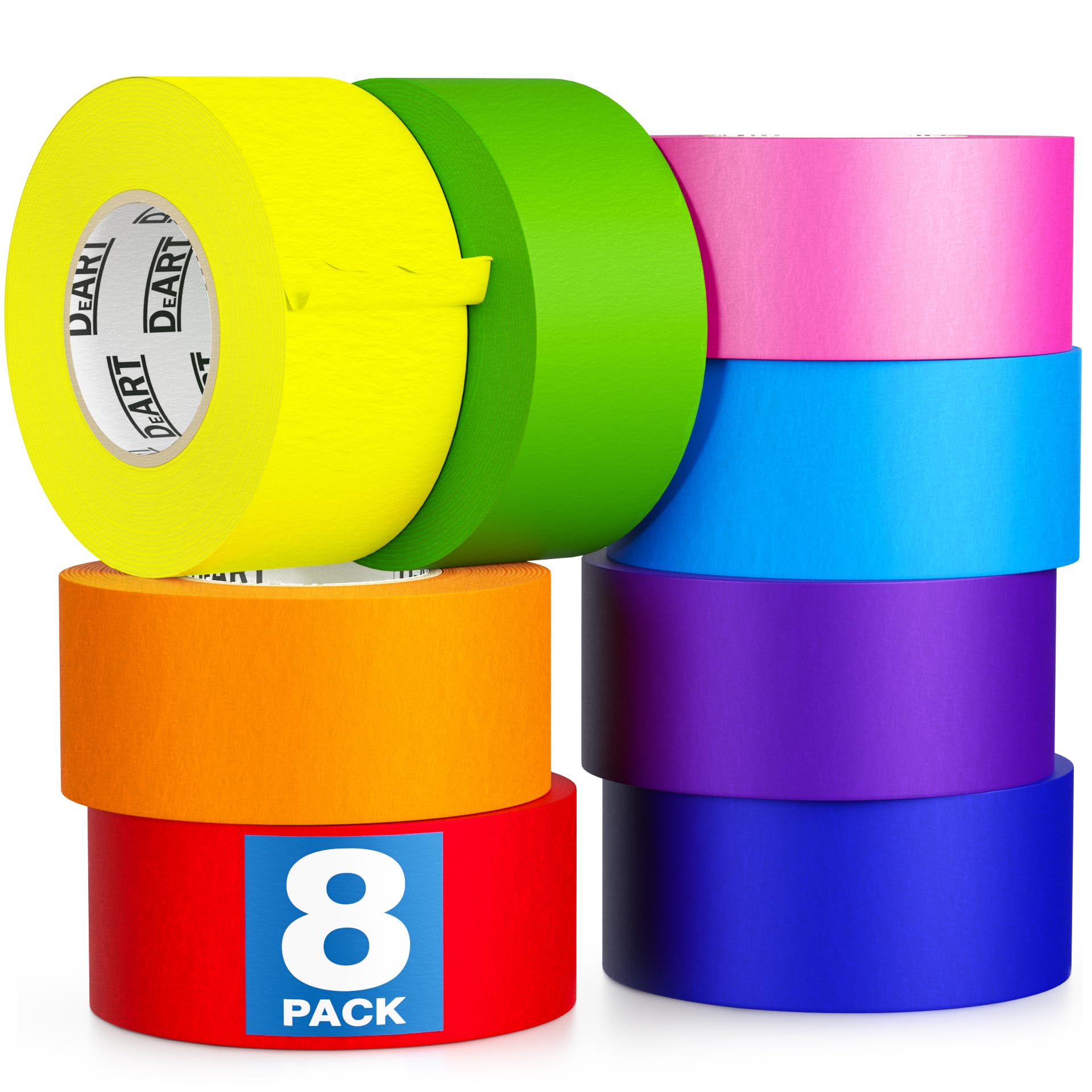 8x Colored Masking Tape, 264 Ft x 1 inch Colored Painters Tape for Arts & Crafts Labeling or Coding, Kids Art Supplies Color Tape Rolls, Craft Tapes Colorful Masking Tape, DIY Artist Tape Art Tape