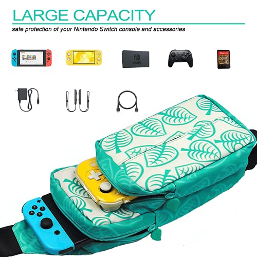 AIOMEST Cute Animal Crossing Switch Travel Bag, Crossbody Backpack Compatible for Switch OLED/Lite, Carrying Sling Bag for Switch Console, Pro Controller, Dock, Joy-cons