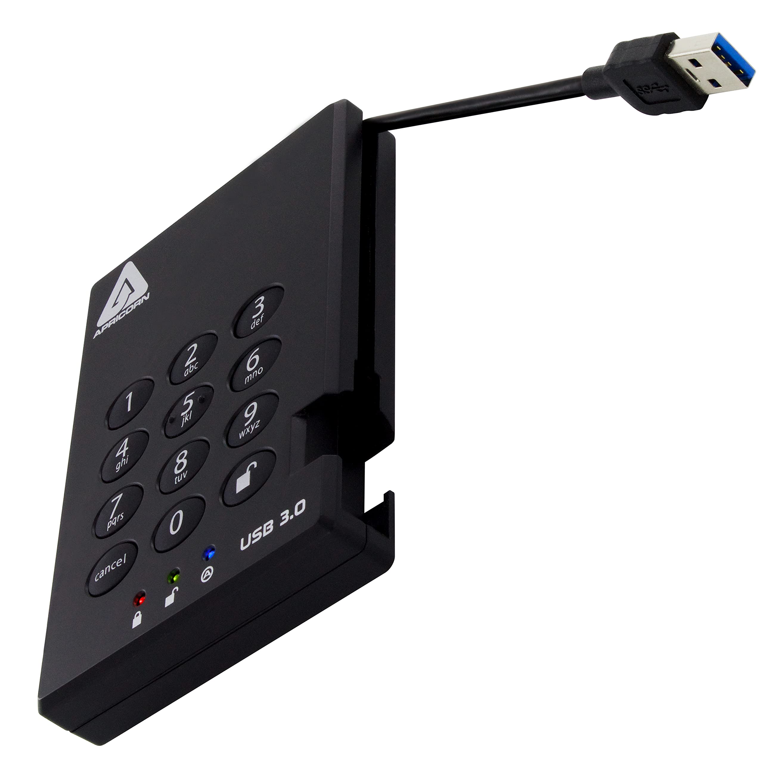 Apricorn 2TB Aegis Padlock USB 3.0 SSD 256-Bit Encrypted Portable Drive (A25-3PL256-S2000)