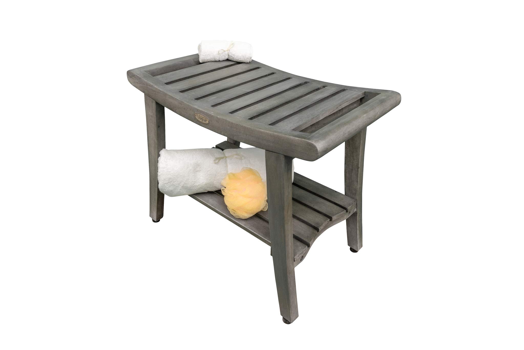 24 Inch, Gray, Teak Shower Bench, Teak Shower Stool, Teak Bench Shower, Teak Shower Seat, Teak Wood Shower Bench, Teak Shower Bench for Inside Shower, Teak Shower Chair