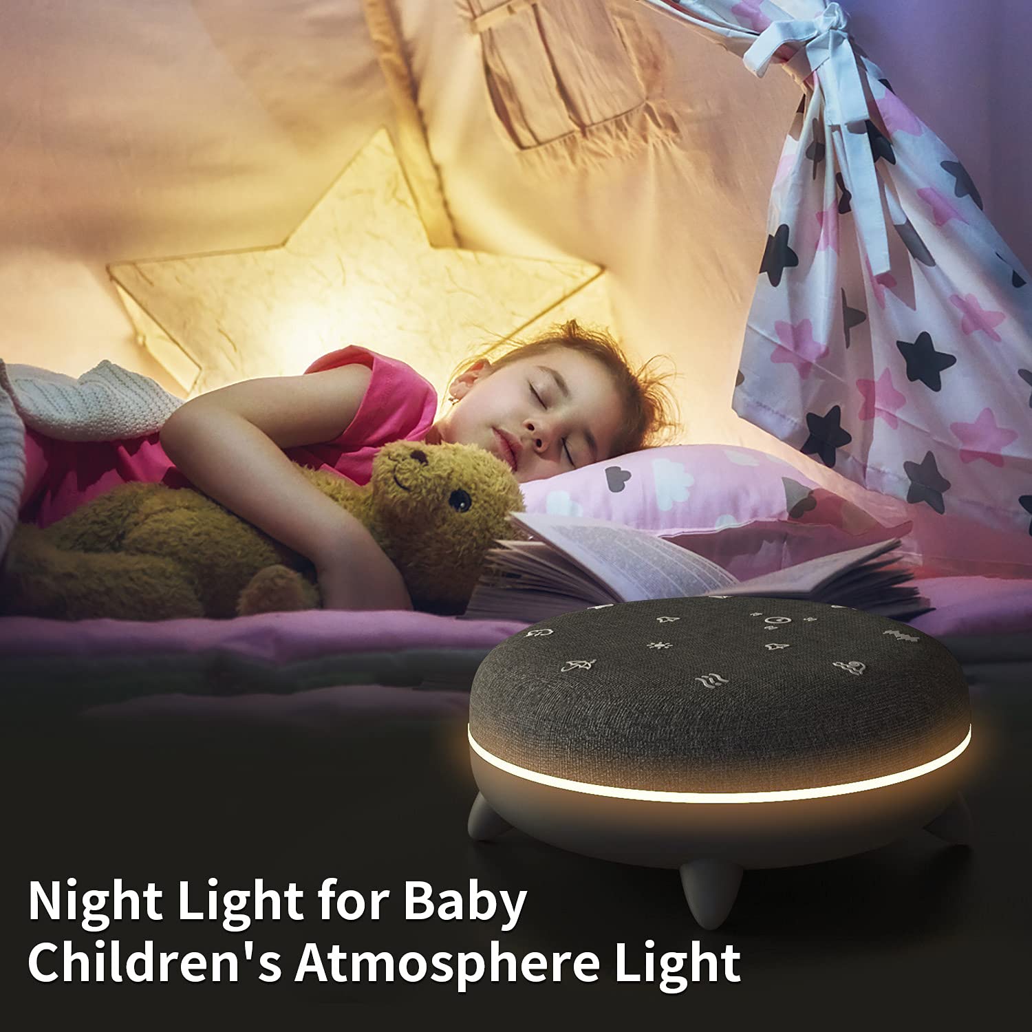 iHoven Portable Sound Machine, White Noise Sound Machine with Night Lights 7 Soothing Natural Sounds Sleep Timer Rechargeable Bluetooth Spearker for Adults Baby Kids Sleeping Relaxation