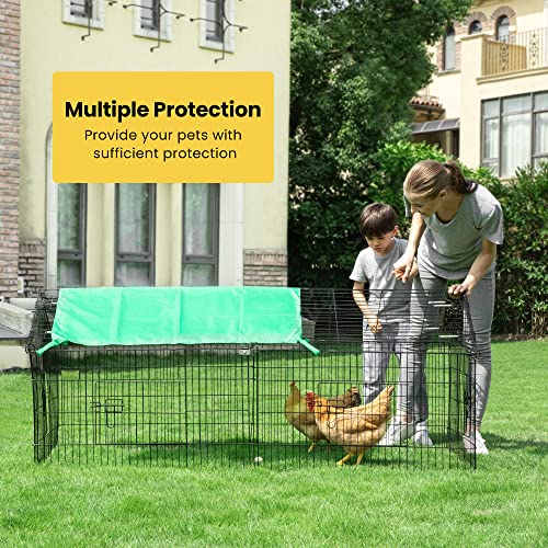 DEStar 71โ x 30โ Foldable Outdoor Backyard Metal Coop Chicken Cage Enclosure Duck Rabbit Cat Crate Playpen Exercise Pen with Weather Proof Cover