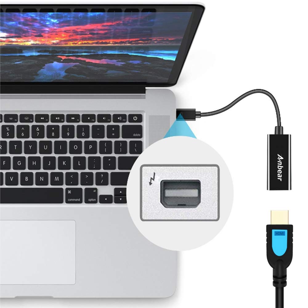 Anbear Mini Displayport to HDMI Adapter Thunderbolt to HDMI Cable, Gold-Plated Display Port to HDMI Adapter Compatible with MacBook Pro, MacBook Air, Mac Mini, Microsoft Surface Pro