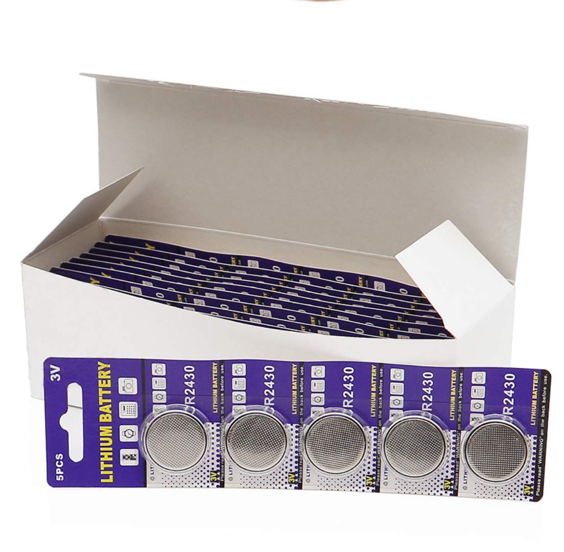 Cotchear 5Pcs CR2430 Button Battery 3V Electronic Lithium Coin Cell Batteries DL2430 BR2430 ECR2430 KL2430 EE6229 for Watch Toy Clocks
