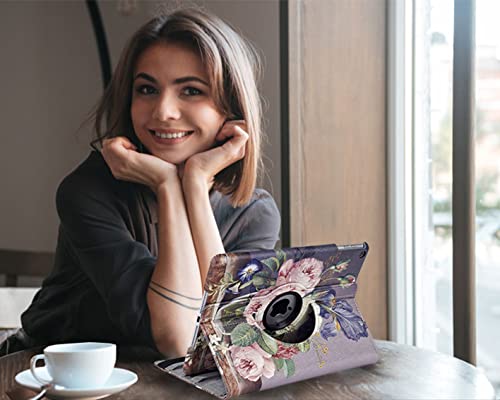 New Rotating Case for iPad 10.2" 9th / 8th / 7th Generation - 360 Degree Rotating Stand Protective Cover with Auto Sleep Wake for iPad 10.2 inch 2021/2020 / 2019 (Oil Painting Roses)