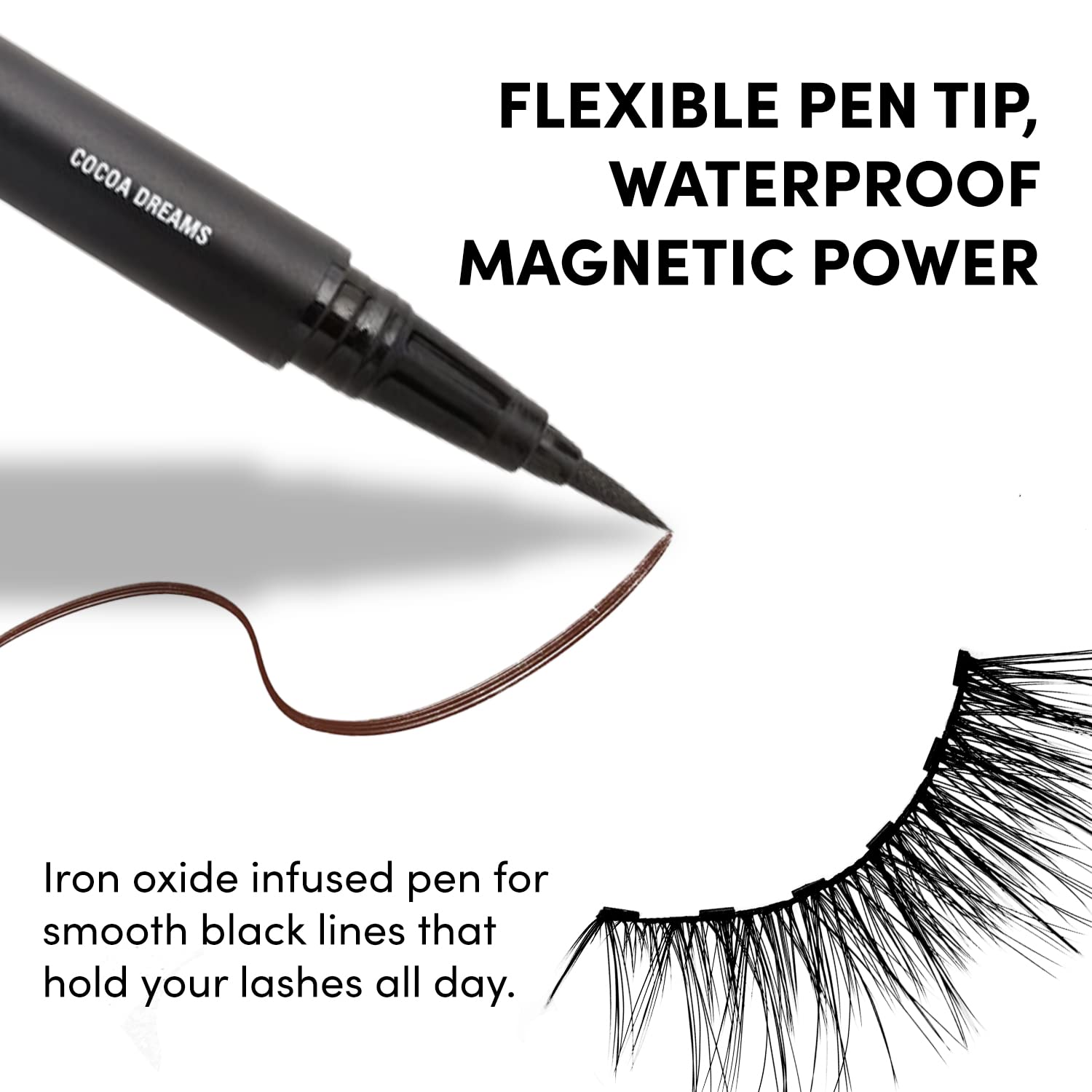 Glamnetic Magnetic Felt Tip Eyeliner - Cocoa Dreams | Soo Future! Brown Waterproof Liquid Liner Pen for Magnetic Eyelashes, Sweatproof, Paraben-Free