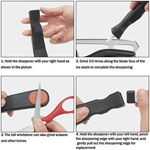 2 Pieces Ice Skate Sharpener Skate Skating Edge Blades Sharpener Hand Held Skate Sharpener for Figure Skates Hockey Skate Goalie Skates