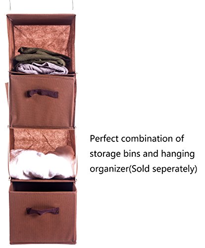 Amelitory Storage Bins Foldable Cube Organizer Fabric Drawer Set of 2 Coffee