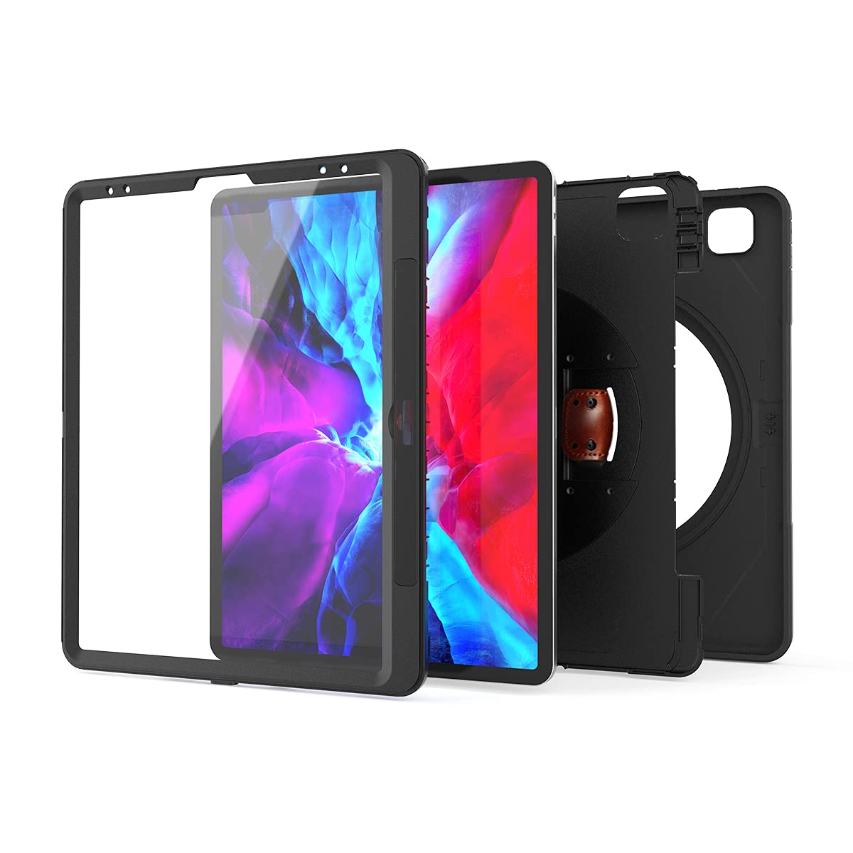 New Trent iPad Pro 12.9 6th Generation case, iPad Pro case for 5th Gen 2021, Metal Kickstand, Rotational Hand Strap, Apple Pencil Holder, Screen Protector
