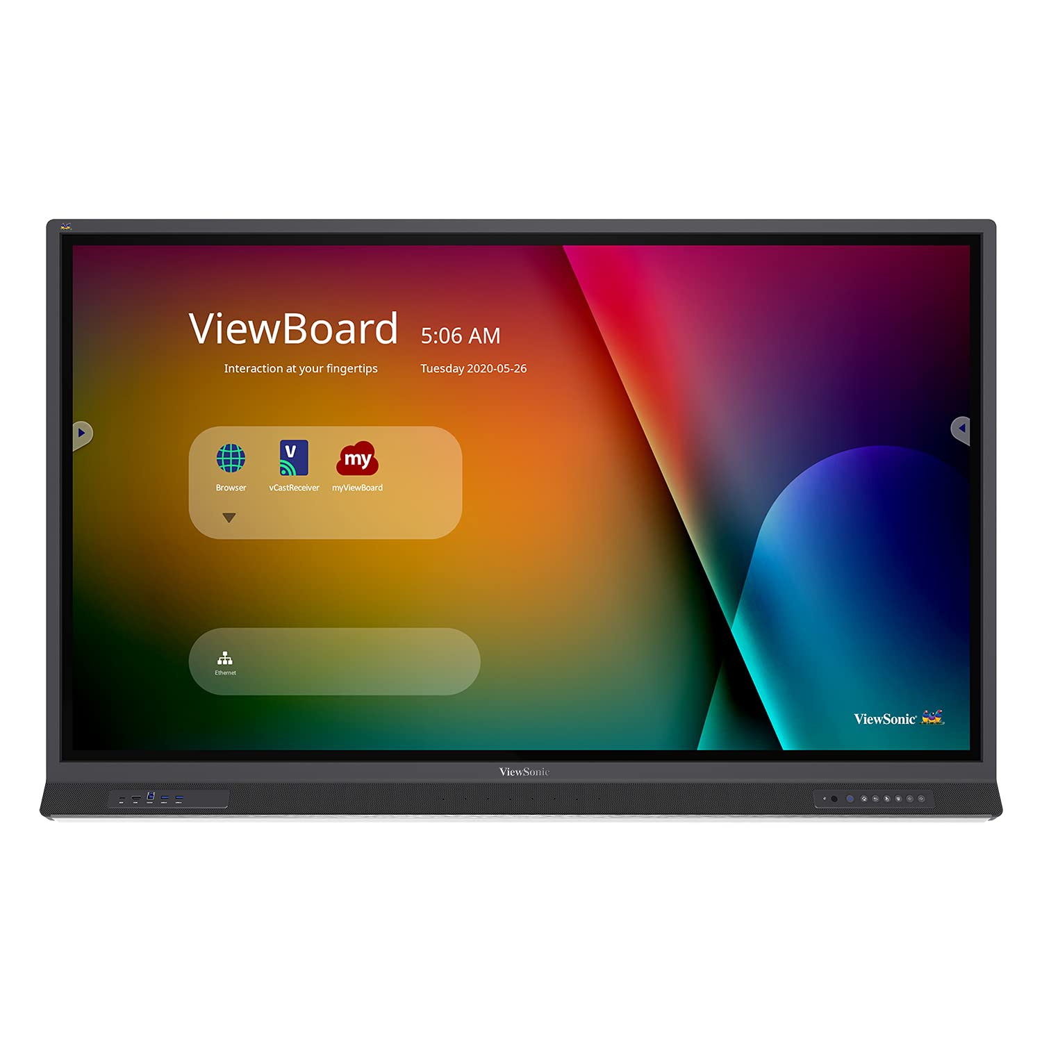 ViewSonic IFP6552 65 Inch ViewBoard 4K Interactive Flat Panel Display with 33-Point Touch, Integrated Microphone and HDMI, VGA, RJ45, 60W Powered USB-C Connectivity