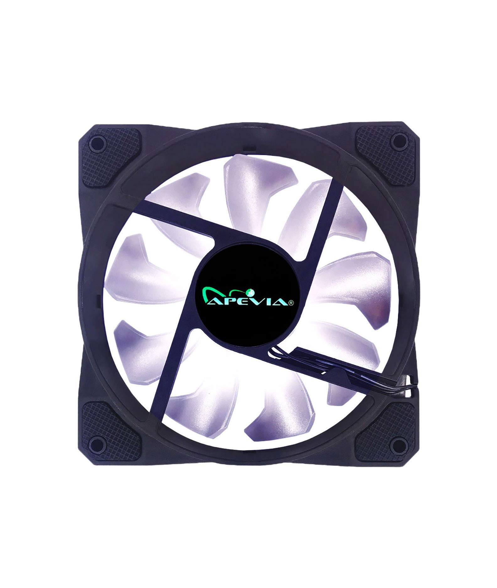 Apevia CO512L-WH Cosmos 120mm White LED Ultra Silent Case Fan w/ 16 LEDs & Anti-Vibration Rubber Pads (5 Pk)