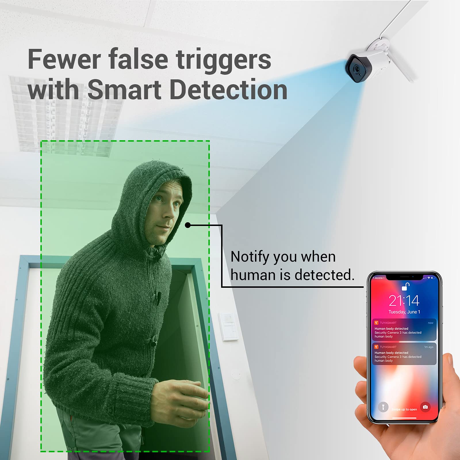 TIGERSECU Add-On Camera for use only 1080P WiFi NVR Security System, Weatherproof, AI Human Detection (Power Supply Sold Separately)