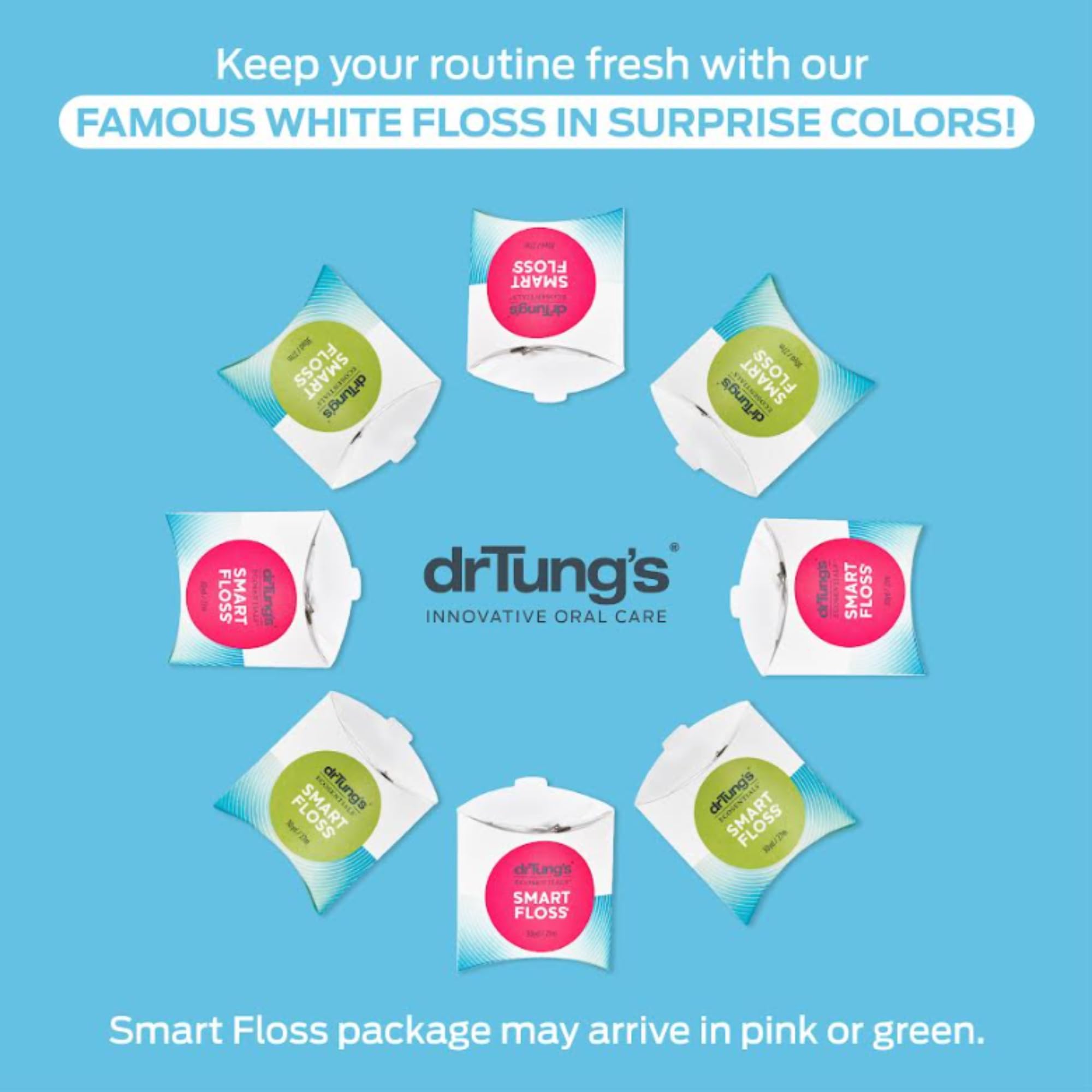 DrTung's Smart Floss - Natural Floss, PTFE & PFAS Free Floss, Gentle on Gums, Expands & Stretches, BPA Free Floss - Natural Dental Floss Cardamom Flavor (Pack of 6)