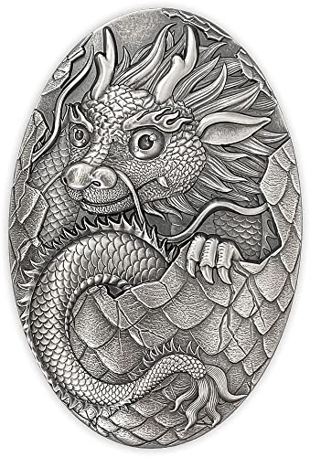 2024 DE Modern Commemorative PowerCoin Dragon Egg 3d Shaped 5 Oz Silver Coin 250 Francs Djibouti 2024 Antique Finish