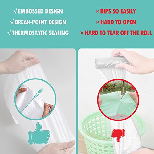 60 Counts Aklyaiap 8 Gallon Trash Bags,Biodegradable Medium Garbage Bags,Budget-Friendly Replacement for Simple Human H/J/G Trash Bag,White 30 Liter Wastebasket Bin Liners For Kitchen,Bathroom&Office