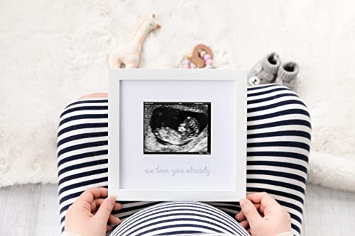 Little Pear We Love You Already Sonogram Frame, Gender-Neutral Pregnancy Announcement Picture Frame, Mother’s Day Keepsake Photo Frame, Nursery Décor, White