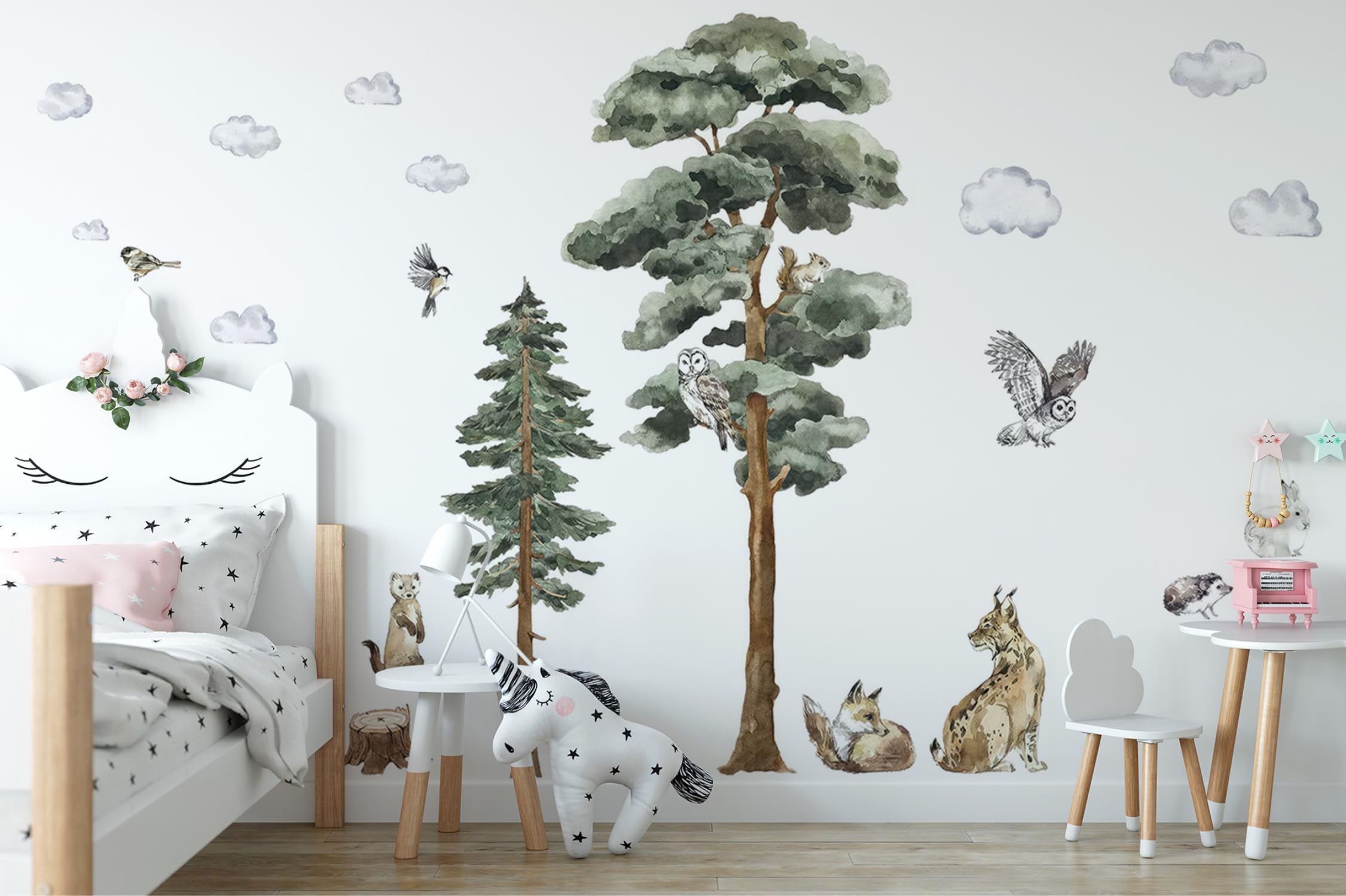Woodland Forest Animals Big Wall Stickers Nursery Decoration Bedroom Removable Decals