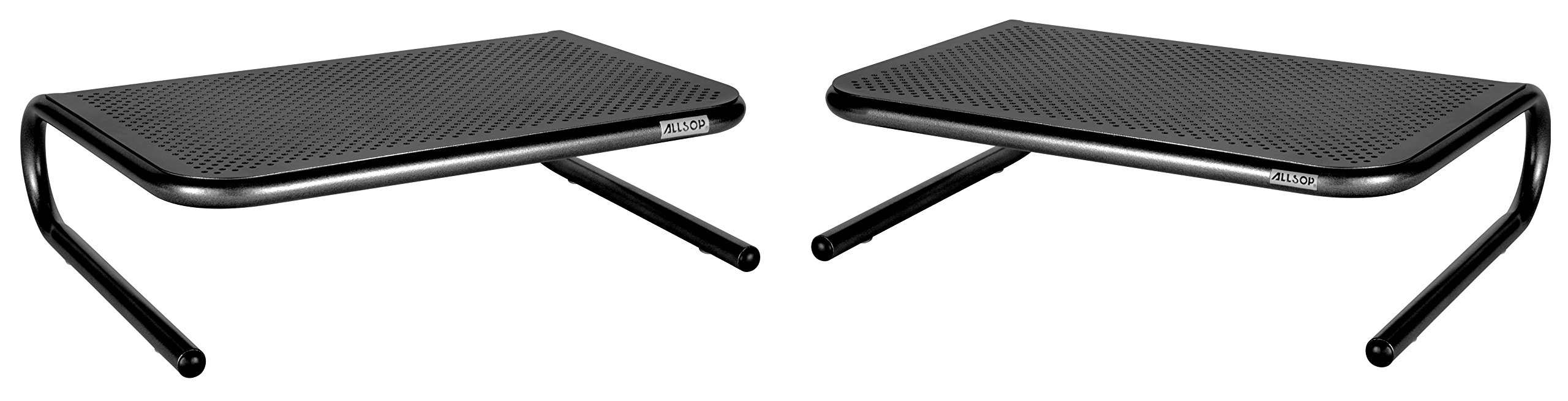 Allsop Metal Art Jr. Monitor Stand, 14-Inch wide platform holds 40 lbs with keyboard storage space - Pearl Black, 2 Pack