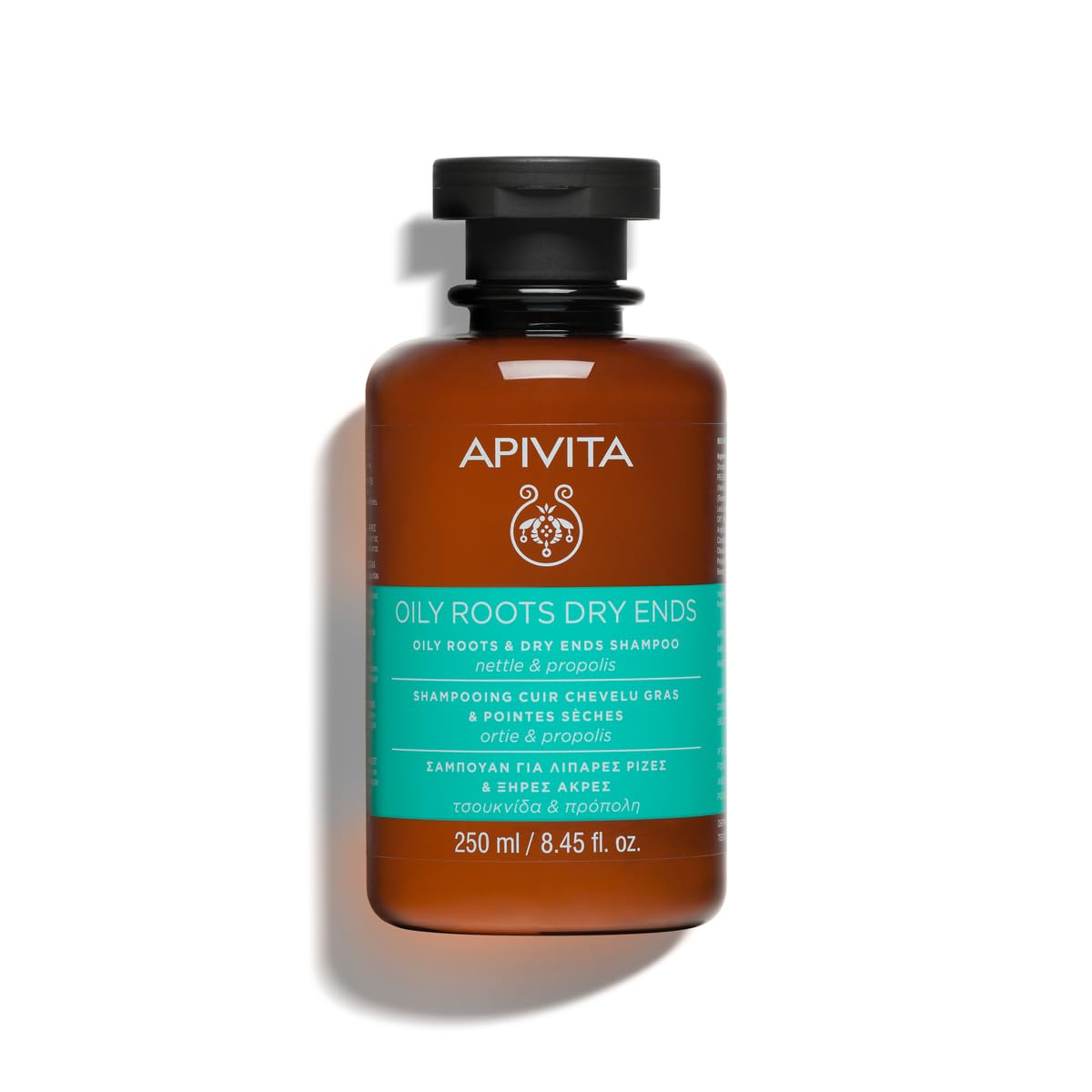 Apivita Oily Roots and Dry Ends Shampoo 8.45 Fl.oz. | Natural Honey & Panthenol Shampoo for Oiliness Balancing and Split-Ends Repairing | Leaves Hair Smooth, Lightweight and Full of Volume