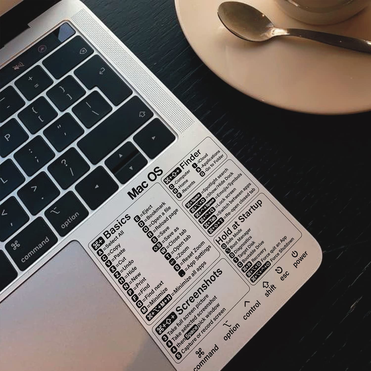 2 Pieces Mac OS Shortcuts Sticker (M1+Intel), Laptop Keyboard Shortcuts Stickers for MacBook, Compatible with 13-16 Inch MacBook Air/Pro (2 Pieces)