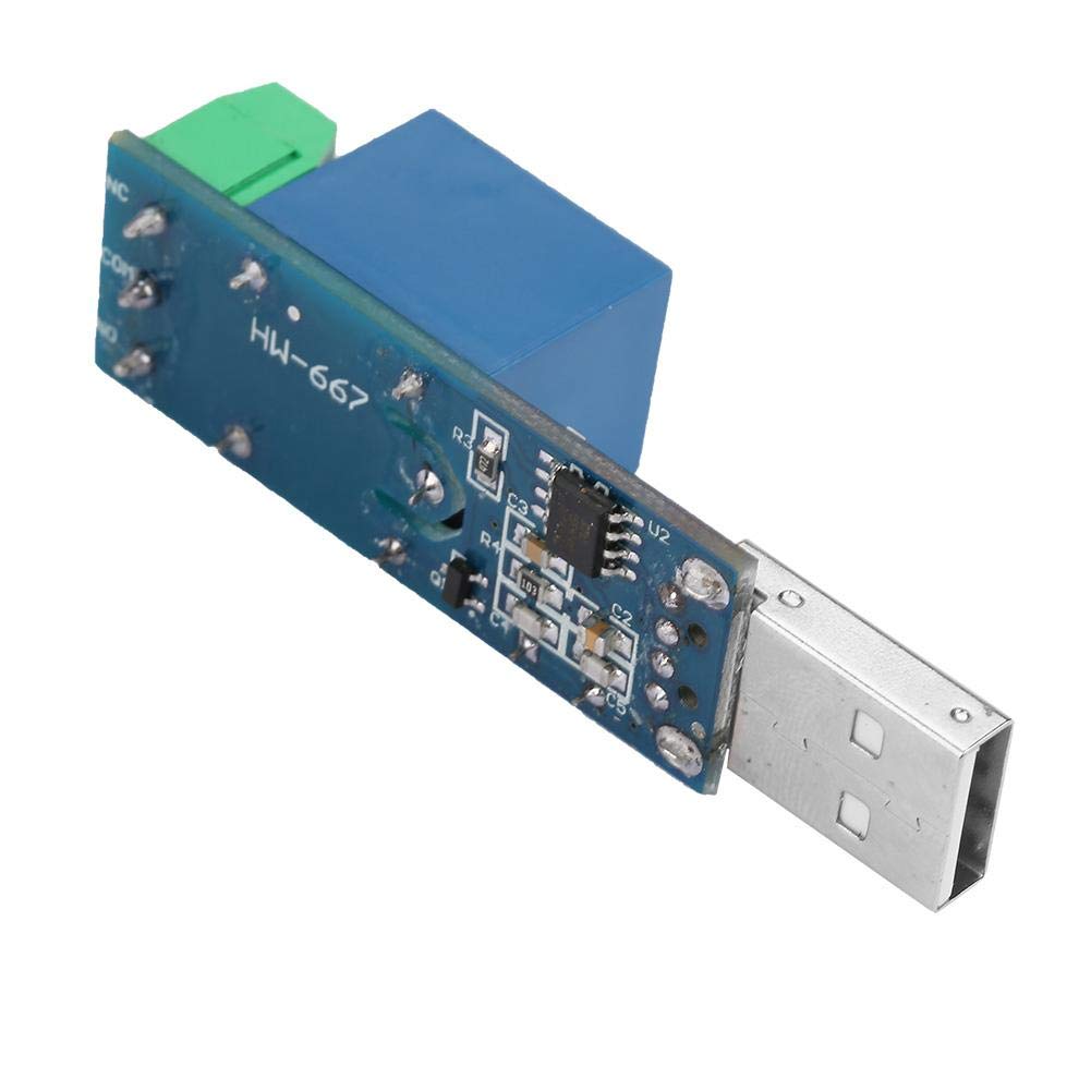 Liyeehao MCU PC USB Control Relay Board, High-Performance Microcontroller Chips, Manual Operation, USB Control Relay Module, Silver Contact, Mount, 1A, 3 Terminals, 1 Second Jog