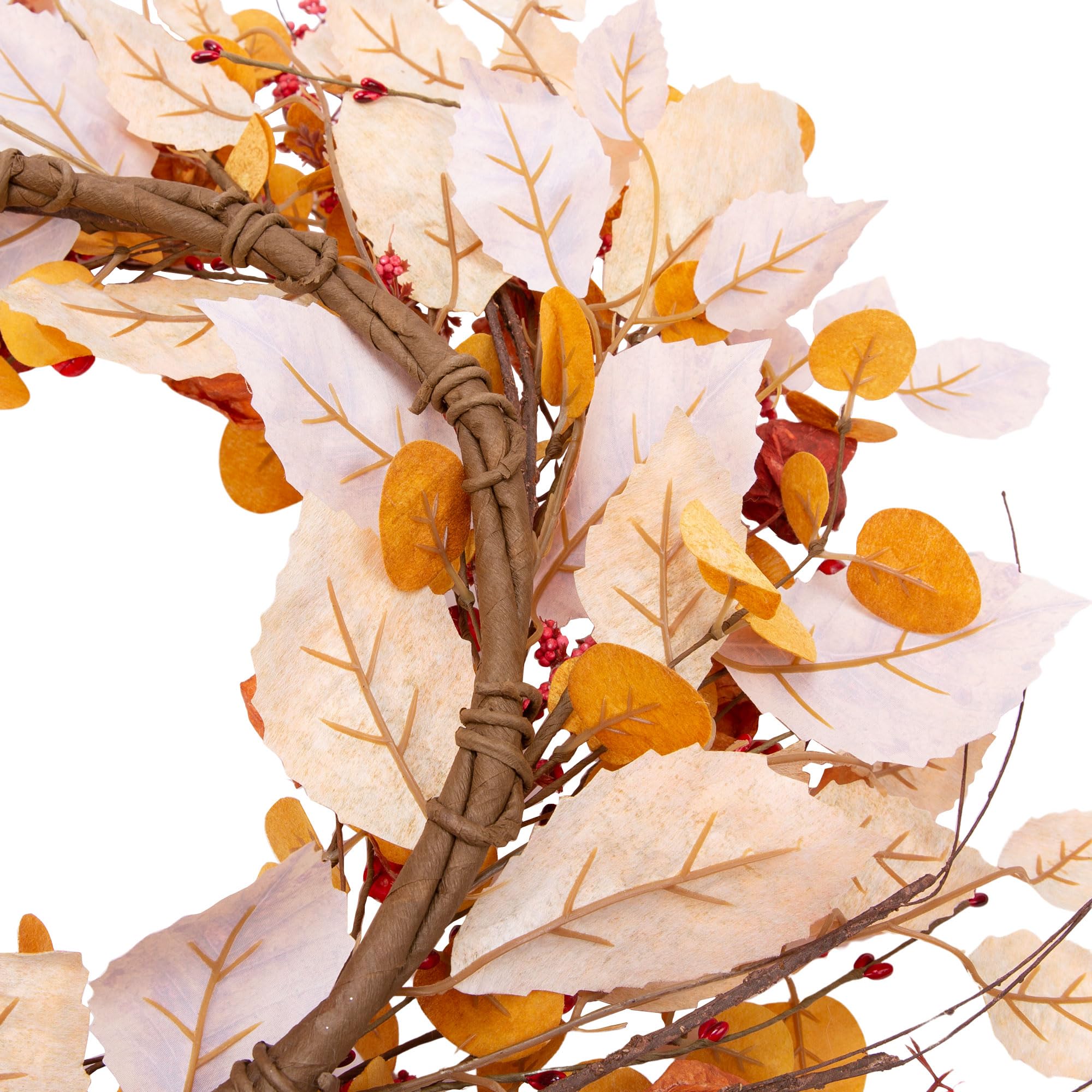 18 Inch Fall Wreath Front Door Wreath Fall Decorations with Wood and Silk Autumn Leaves Harvest Festival Decorations for Home