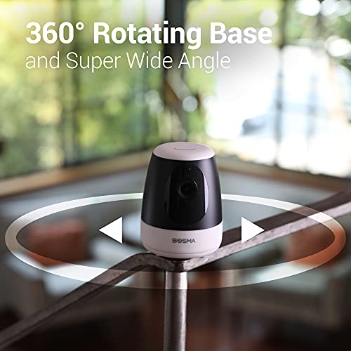 Bosma XC Pet Camera, Full HD WiFi Indoor Security Camera, 360 View and Super Wide Angle, Two-Way Audio and Video, Night Vision, Motion and Sound Detection, Local Storage, Easy Installation