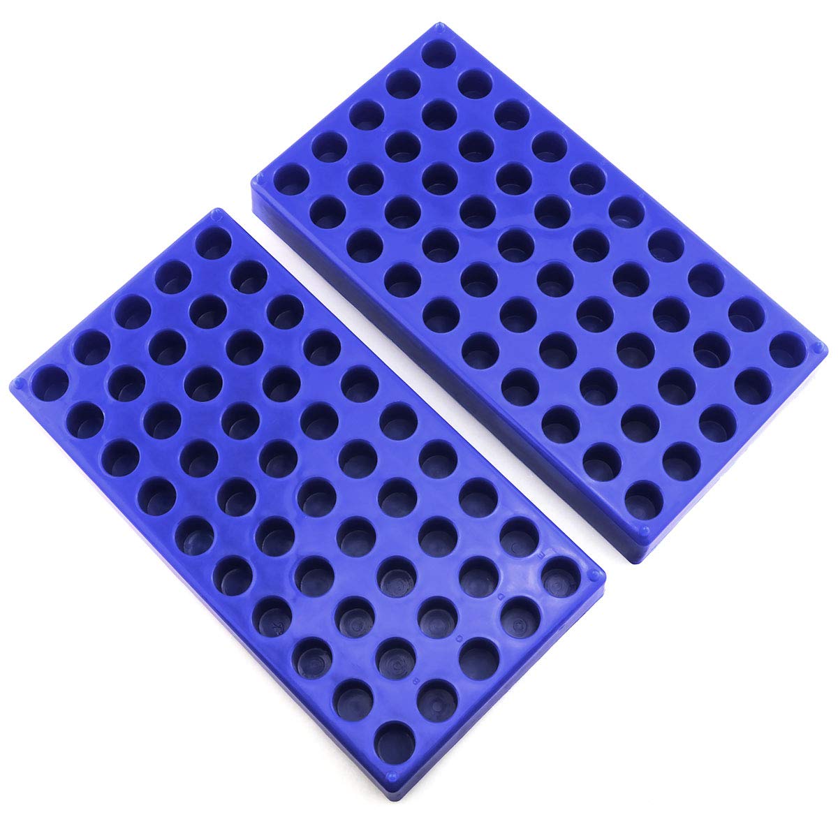 E-outstanding Vial Rack 2PCS 190x100x25mm Blue Stackable Tube Rack Centrifuge Tubes Rack for 12mm 1.5ML/2mL 50 Standard Vials