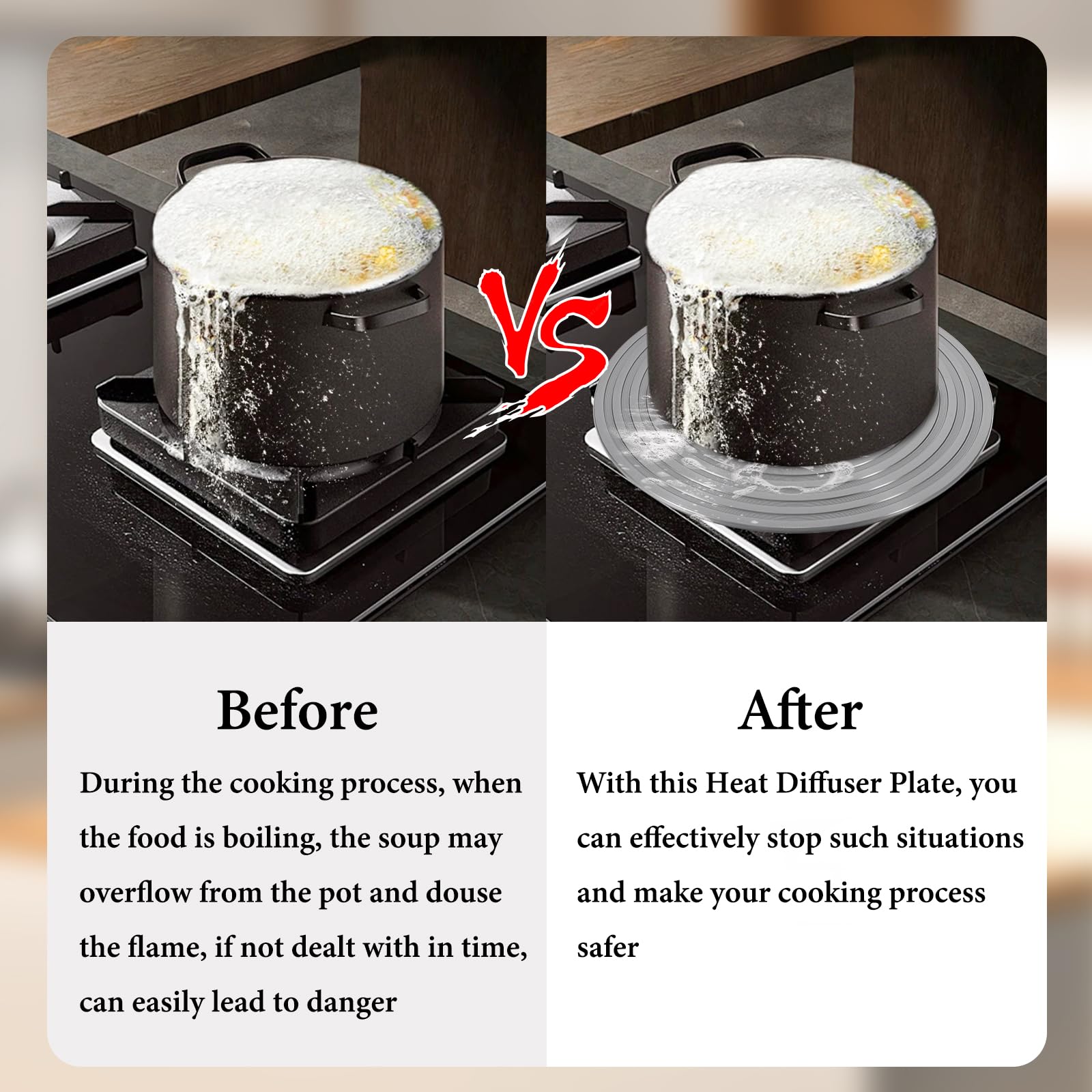 2 Pack Gas Stove Heat Diffuser Plate, Round Fast Defrosting Tray Aluminum Non-Stick Coating Cookware Simmering Thawing Plate Conduction Multifunctional, Flame Guard Protection Stovetop (9.3'' & 11'')