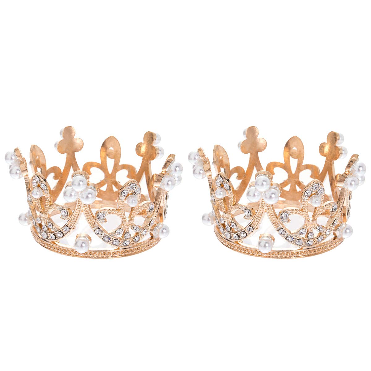 2 Pack Girl Tiaras Silver Rhinestone Crystal Crown Pearl Prom Party Bridal Wedding Headband (Multi-colored)
