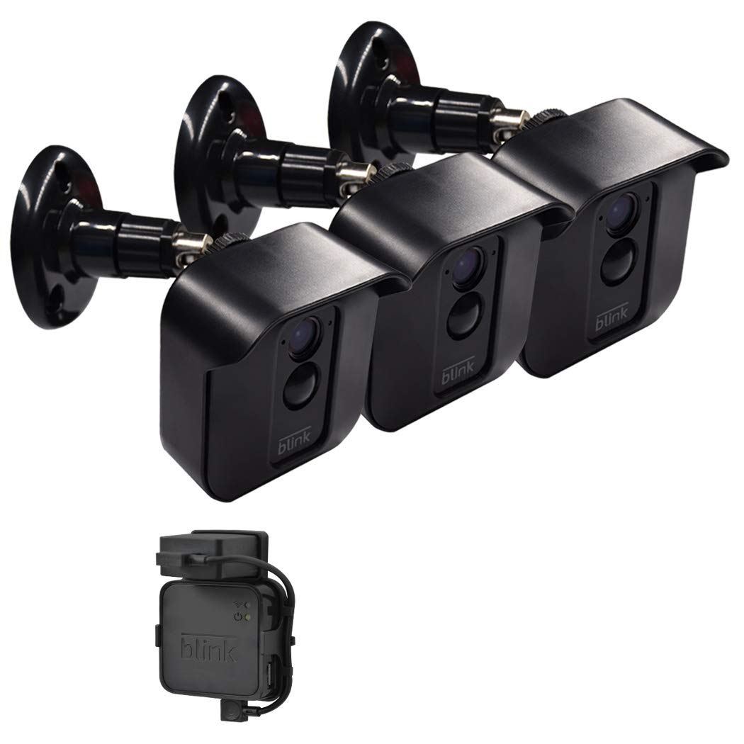 All-New Blink Camera Wall Mount Bracket, Weather Proof 360° Protective Plastic Housing Cover and Adjustable Wall Mount Bracket for Blink Indoor Outdoor Home Security Camera System Black(3Pack)