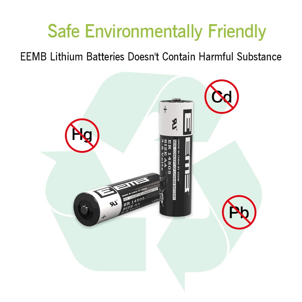 EEMB 4Pack ER14505 AA 3.6V Lithium Battery Li-SOCL₂ Non-Rechargeable Battery SB-AA11 LS14500 TL-5903 SL-360 S7-400 ER14500 for Sensor Water Electricity Meter Gas PLC Facility Equipment Spare Battery