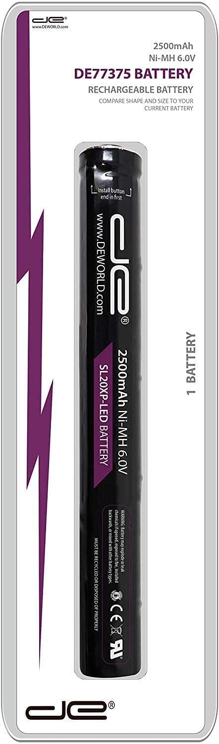 Digital Energy DE 77375 Nimh Replacement Battery | 2500mAh 6.0V NiMH Battery | for Streamlight SL-20XLED SL-20XP-LED, UltraStinger, Superstinger, SL20L, SL-20LP