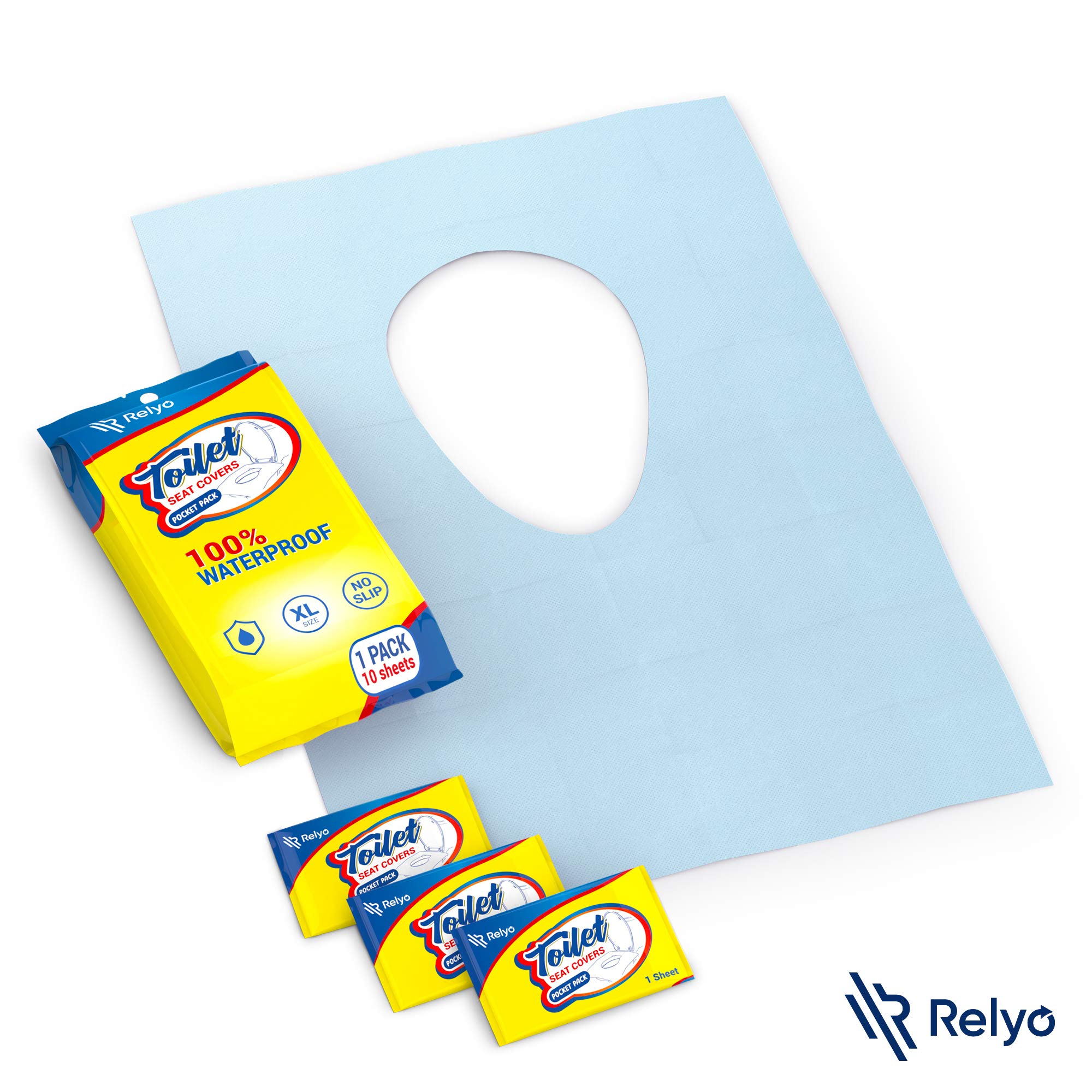 Toilet Seat Covers Disposable 100% Waterproof (20 Pack) - XL Disposable Toilet Seat Covers for Adults and Kids Potty Training - Travel Accessories for Public Restrooms, Airplane, Camping
