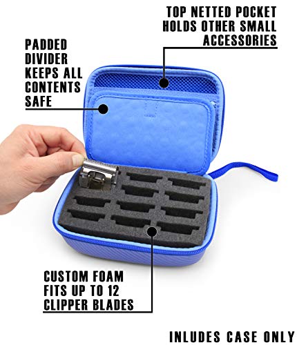 CASEMATIX Hair Clipper Blade Case Compatible with 12 Clipper Guards, Trimmers, Buzzers, Outliners and More Detachable Clippers Metal Guards, Blade Storage Travel Case Only