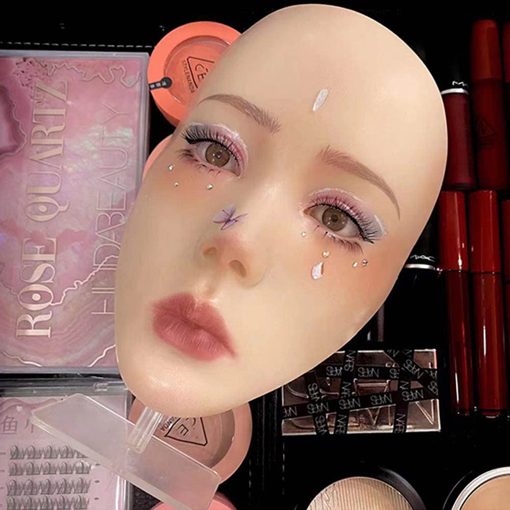 3D Realistic Pad with Cosmetic Brush for Makeup Artist Board Makeup Practice, Makeup Artist's Full Face Practice Eyelash Eye Shadow for Self-taught or Professional Enthusiasts(YELLOW)