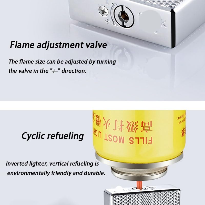2024 New Gas Lighter, Double Flame, Side Slide Ignition, Adjustable Flame Size, Suitable for Boyfriend, Girlfriend, Father, Daily use (Color : C3)