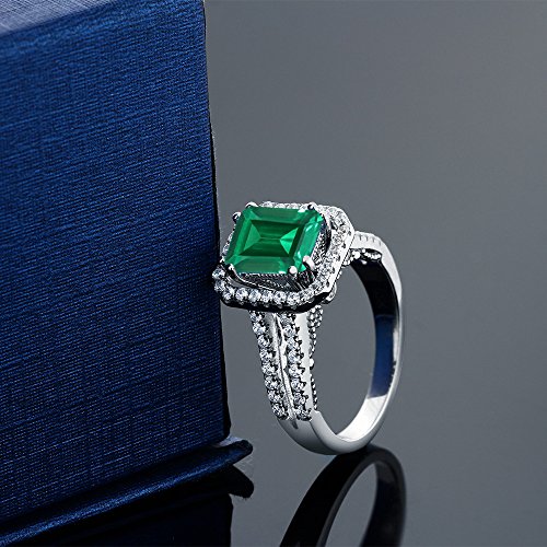2.78 Ct Octagon Green Simulated Emerald 925 Sterling Silver Ring size 7